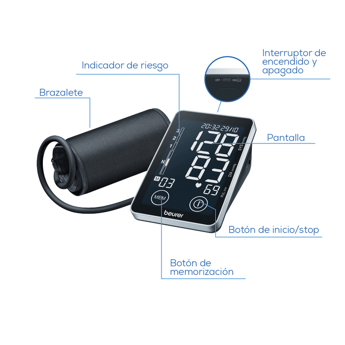 Baumanómetro Digital de Brazo BM58 + Adaptador de Corriente – Marca Be