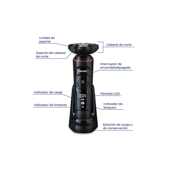 Rasuradora Eléctrica Inalámbrica con Cabezal Flexible y Resistente al
